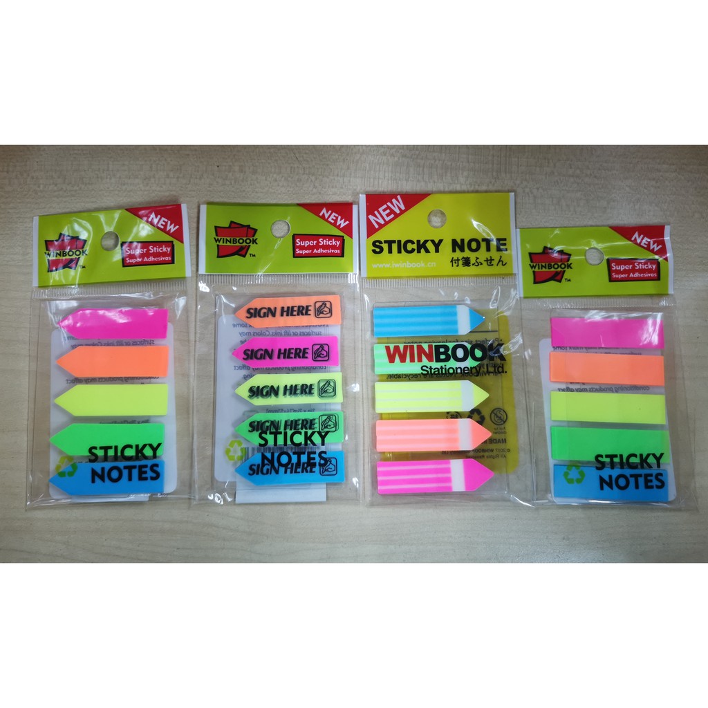 Small Sticky Notes Neon Colours (Arrow, Pencils, Sign Here, Rectangle ...