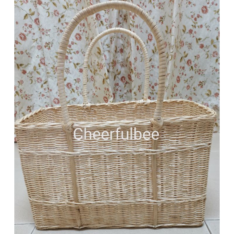 [The Rattan House] XL Handmade Rectangle Rattan basket Picnic Basket ...