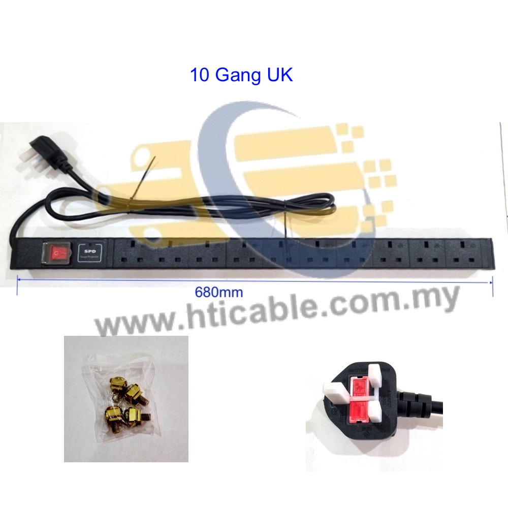 Surge / Lightning Protection 19inch Server Rack PDU 10 Gang 13A UK USB ...