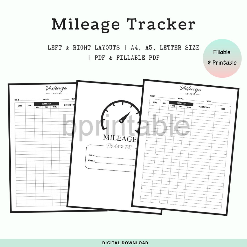 [PDF] Mileage Tracker, Mileage Record, Car Mileage Record Template ...