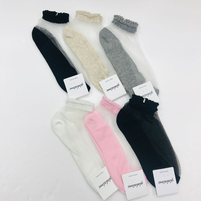 Translucent Cool Socks Solid Color Casual Women's Ladies Korean ...