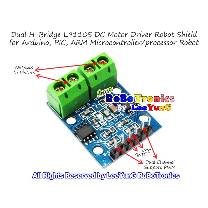 Arduino L9110S Motor Driver Dual H-Bridge DC 2A Driver Shield Mobile ...