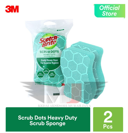 100% Ori 3M Scotch Brite Scrub Dots Heavy Duty Scrub Sponge (2 Pcs/Pack ...