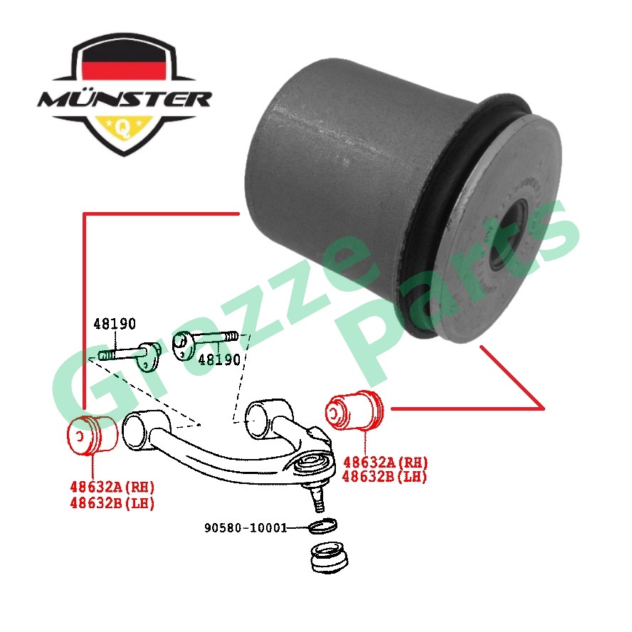 (1pc) Münster Front Upper Control Arm Bush 48632-60010 for Toyota Land ...