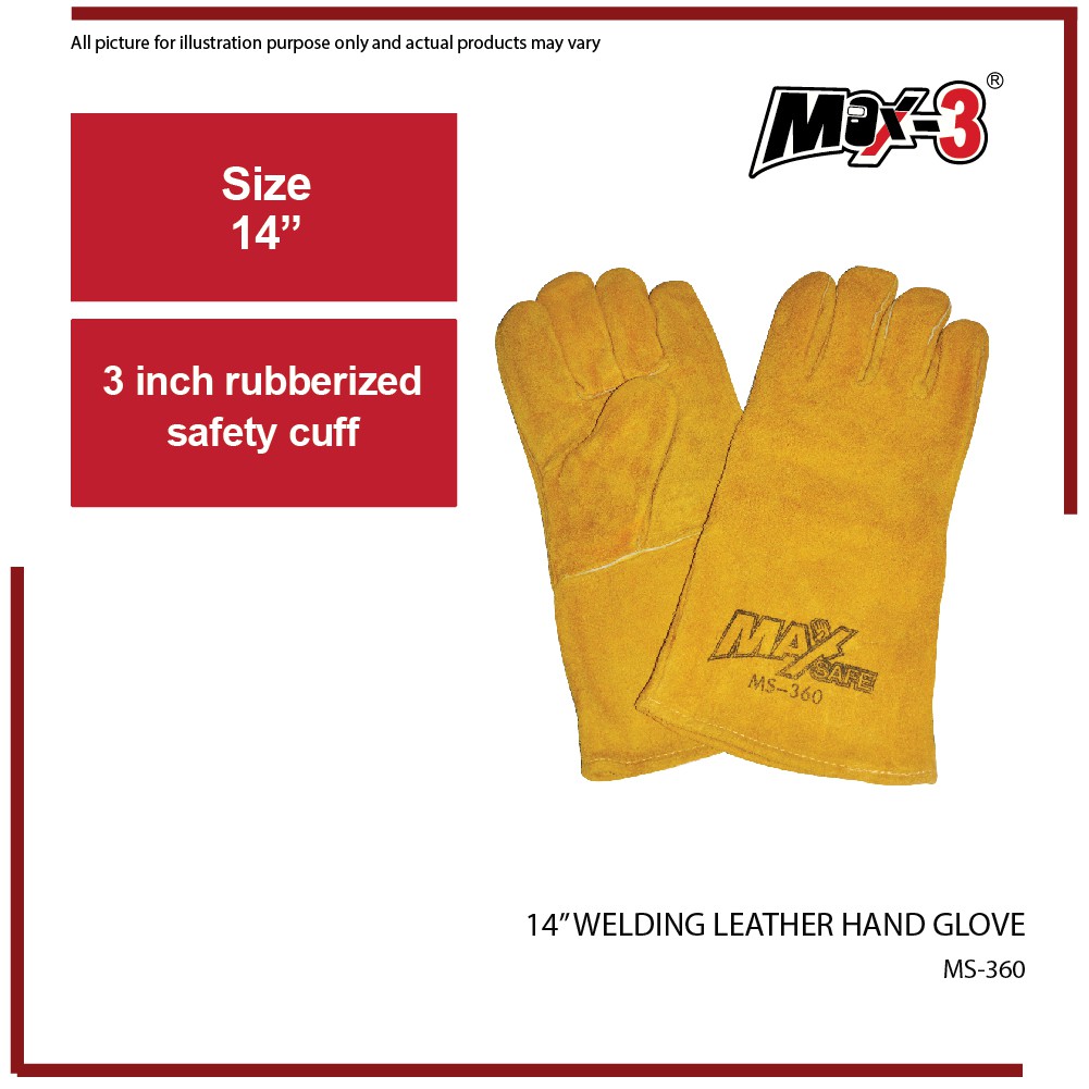 MAX-3 14" MAX-SAFE WELDING LEATHER HAND GLOVE (DOZEN) | Shopee Malaysia