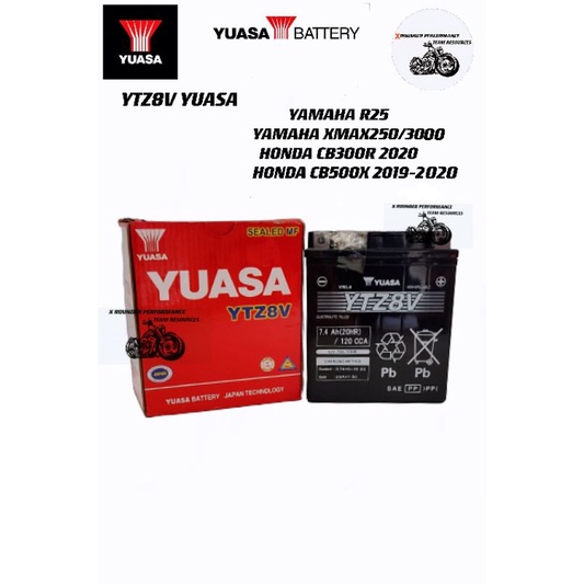 YUASA BATTERY YTZ8V YAMAHA R25/XMAX 250/XMAX 300 100%ORIGINAL | Shopee Malaysia