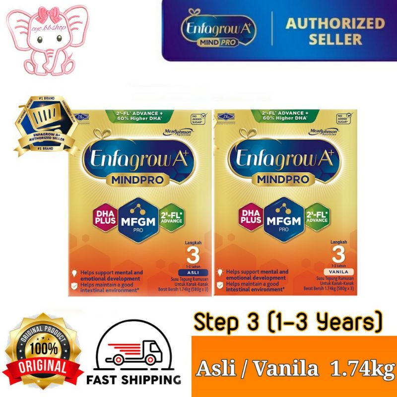 ENFAGROW A+ Mindpro 2'LF MFGM Step 3 / Step 4 ( Asli , Vanila ) 1.74kg ...