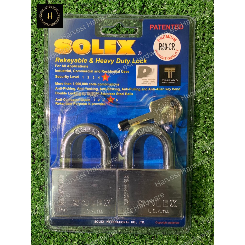 'SOLEX' PADLOCK - R50CR (50MM) 502 KEYALIKE | Shopee Malaysia