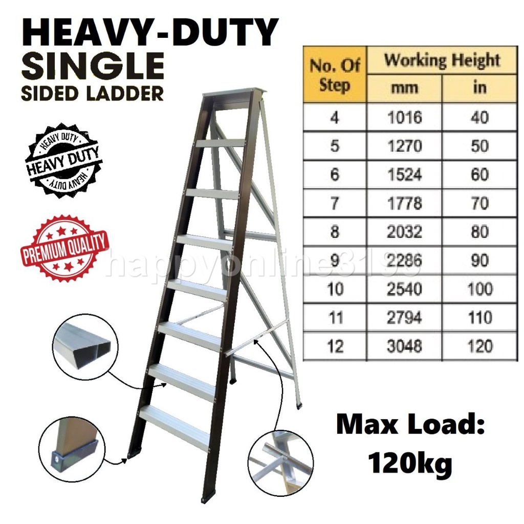 Heavy Duty Aluminium Single Sided Ladder Double Side Tangga 楼梯 4/5/6/7 ...