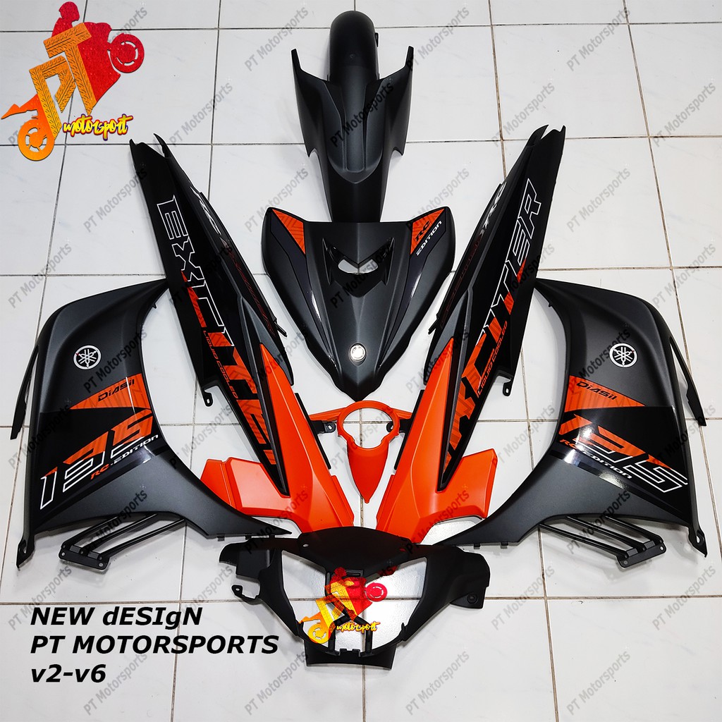 Yamaha Lc 135 Cover Set Matt Black Matt Orange Metallic Black EXCITER ...