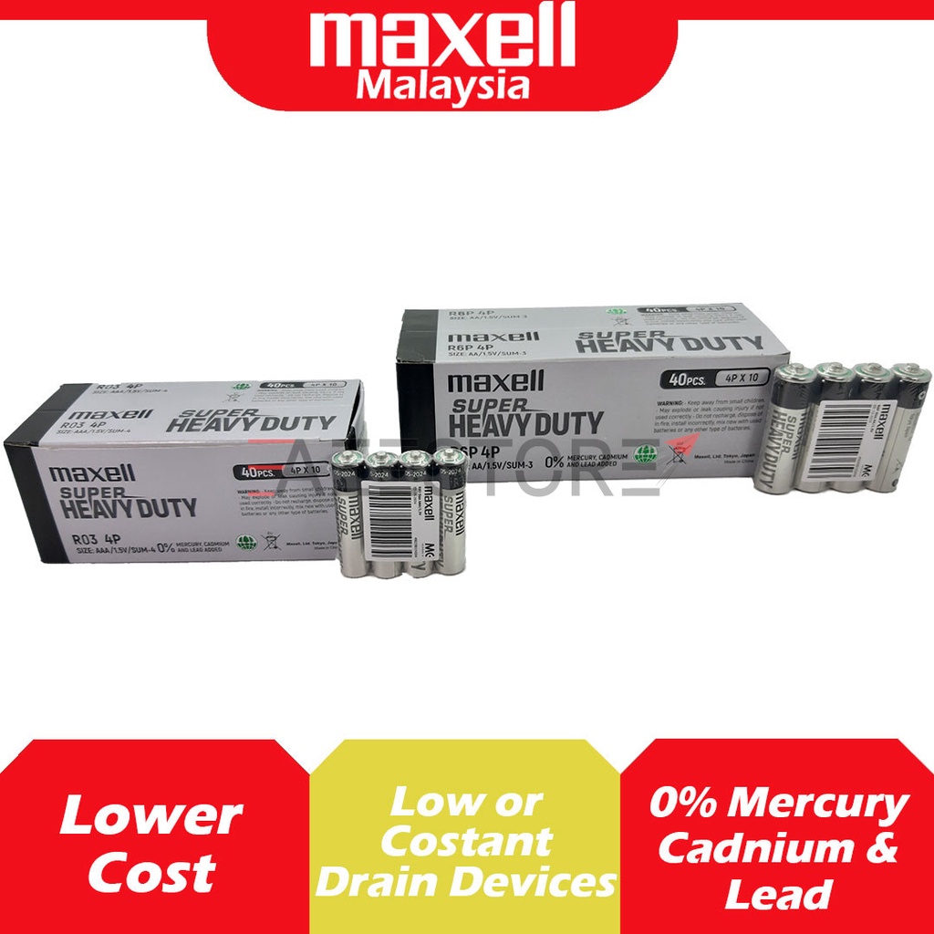 (Original) Maxell AA / AAA Super Heavy Duty Zinc Carbon 1.5V Battery ...