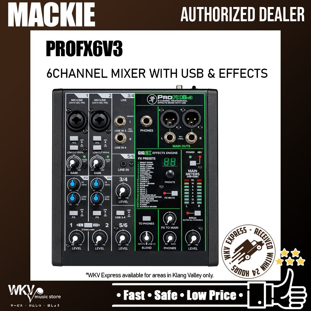Mackie ProFX6v3 6 Channel Mixer Compact USB Mixers with Effects (Pro FX ...