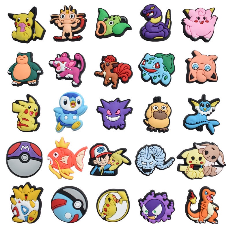 PVC Pikachu series jibbitz crocs charm crocs button DIY 洞洞鞋 selipar ...