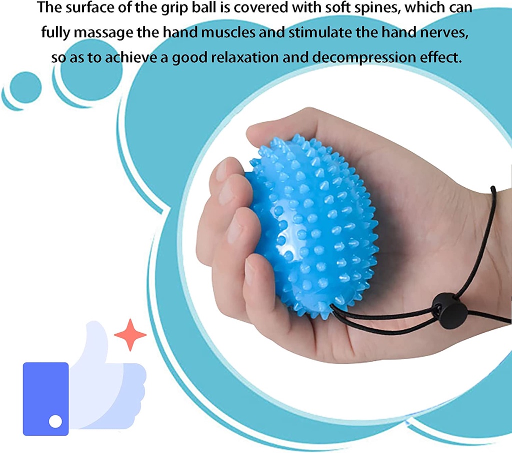 Hand Grip Exercise Spiky Yoga Ball with Wrist Strap Rope Lanyard Grip ...
