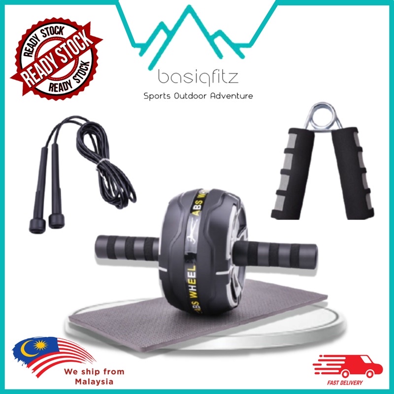 4 IN 1 ABS Roller Set Kit Home Gym Skipping rope jumping rope Abs ...