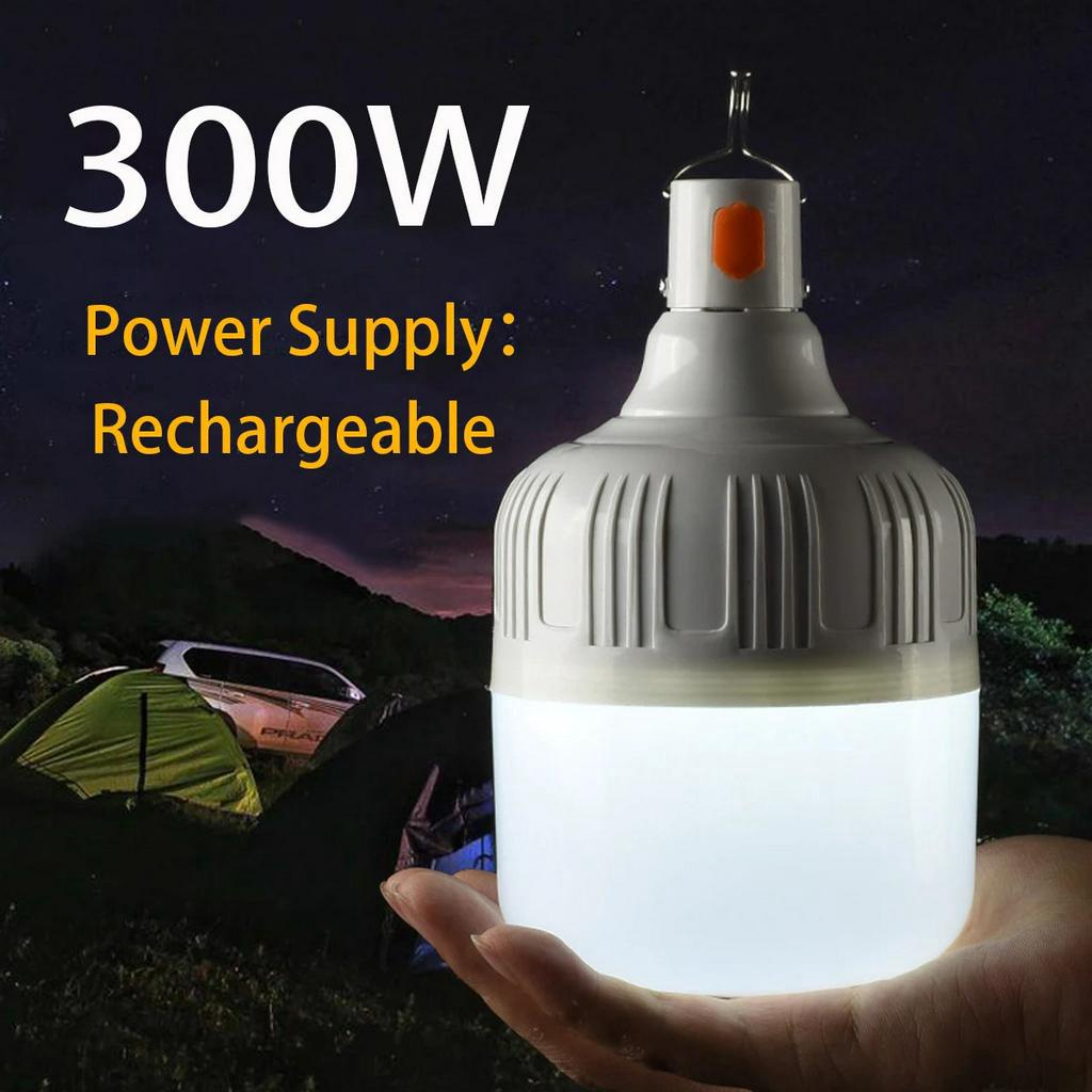 300W USB Rechargeable Lamp Outdoor LED Bulb Camping Light Hanging Tent ...