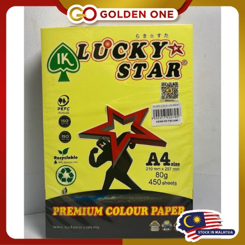 LUCKY STAR A4 PREMIUM COLOUR PAPER 80gsm ( CYBER COLOURS ) 10pcs/ 25pcs/ 50pcs/ 100pcs | Shopee ...