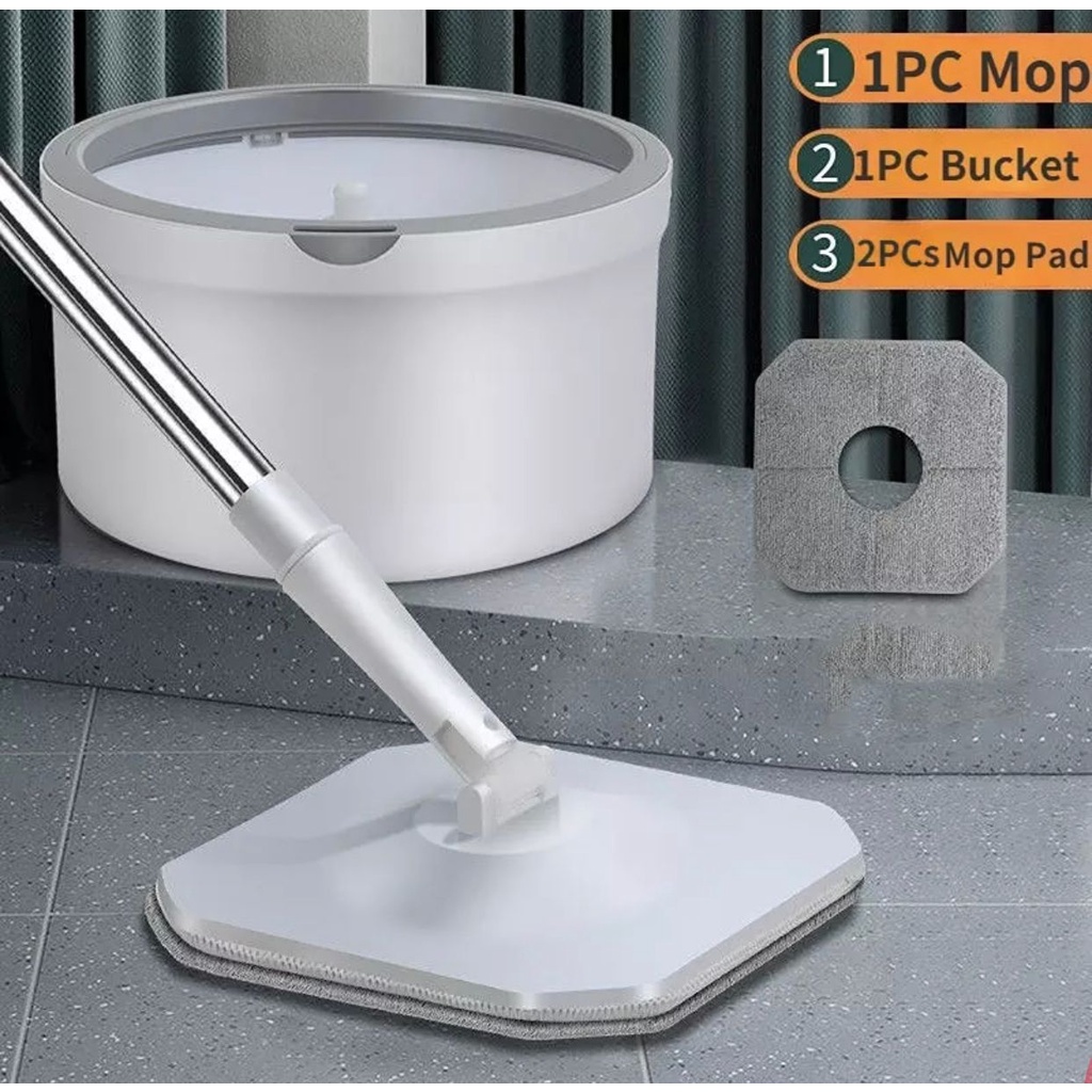 Spin Mop Flat Mop Round Head Floor Clean Water Separated Mop Quick Dry ...