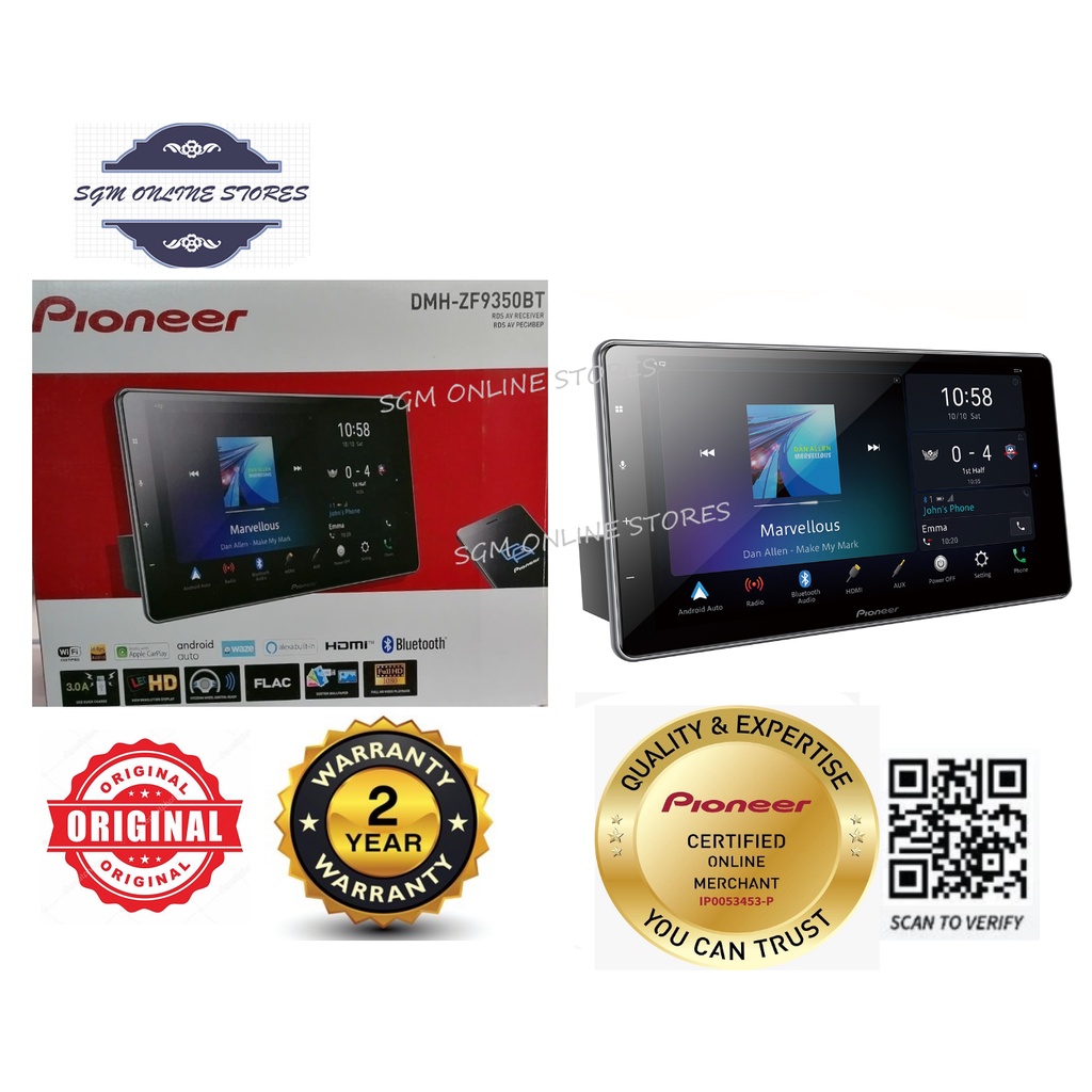 Pioneer DMH-ZF9350BT - 9inch HD Floating Touch Screen Player with Apple CarPlay / Android Auto ...