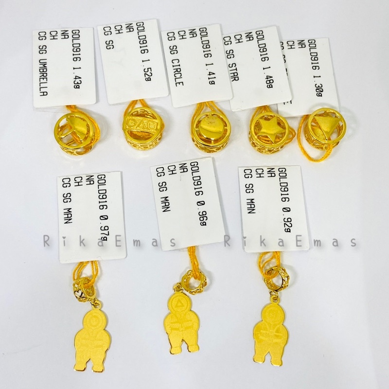 Emas 916 Loket Squid Game Gold 916 Charm Squid Game | Shopee Malaysia