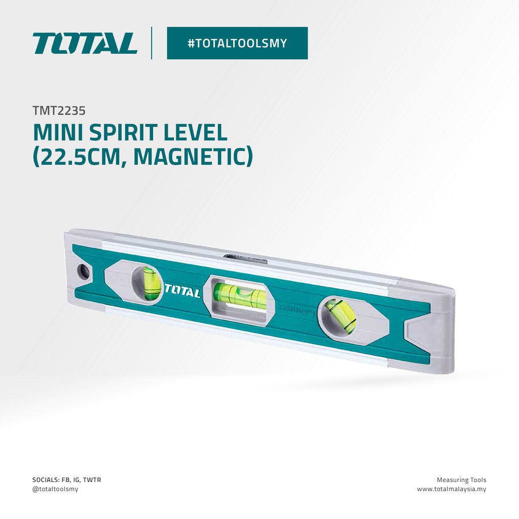 TOTAL Mini Spirit Level Magnetic (22.5cm) TMT2235 | Shopee Malaysia