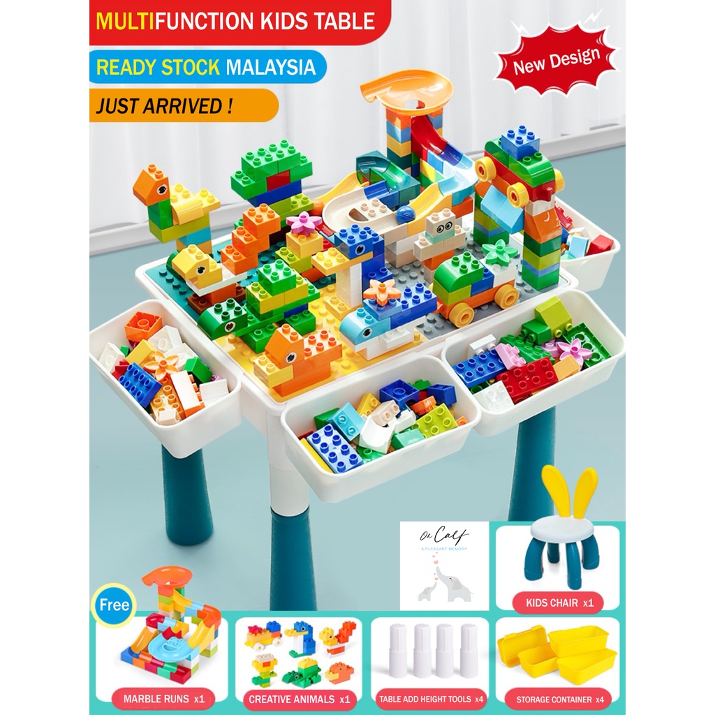 OhCalf Kids Multifunction Building Bricks Table Building Blocks Table ...