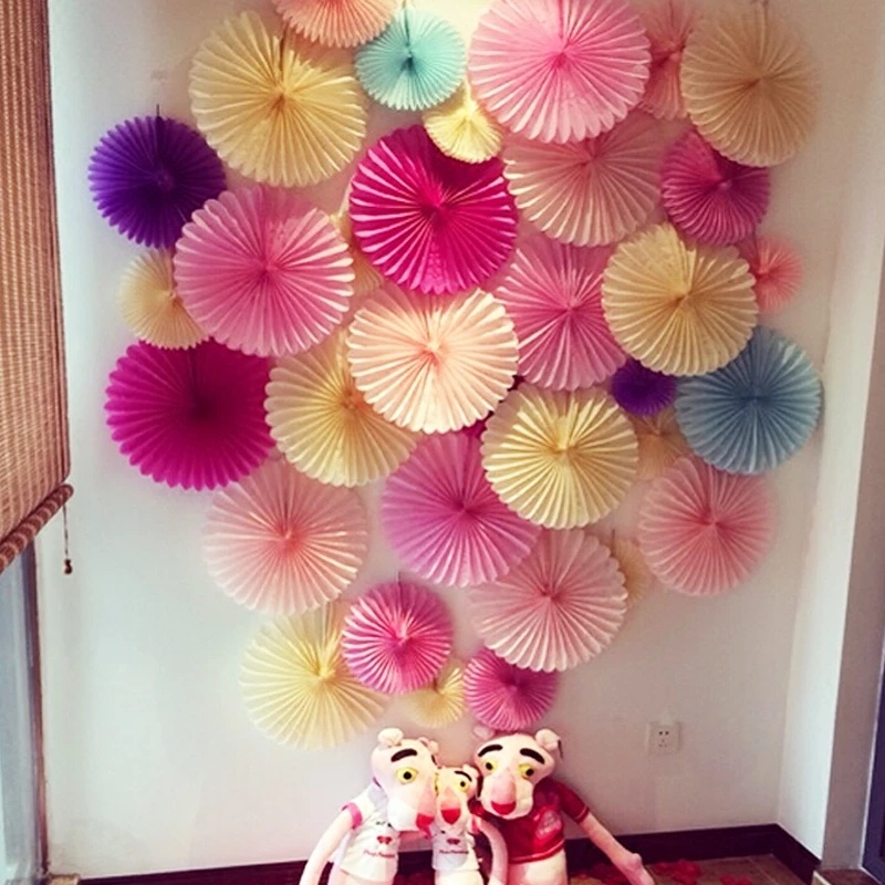 6pcs/set Paper Flower Fan Set Hanging Pinwheel Fan DIY Paper Craft ...