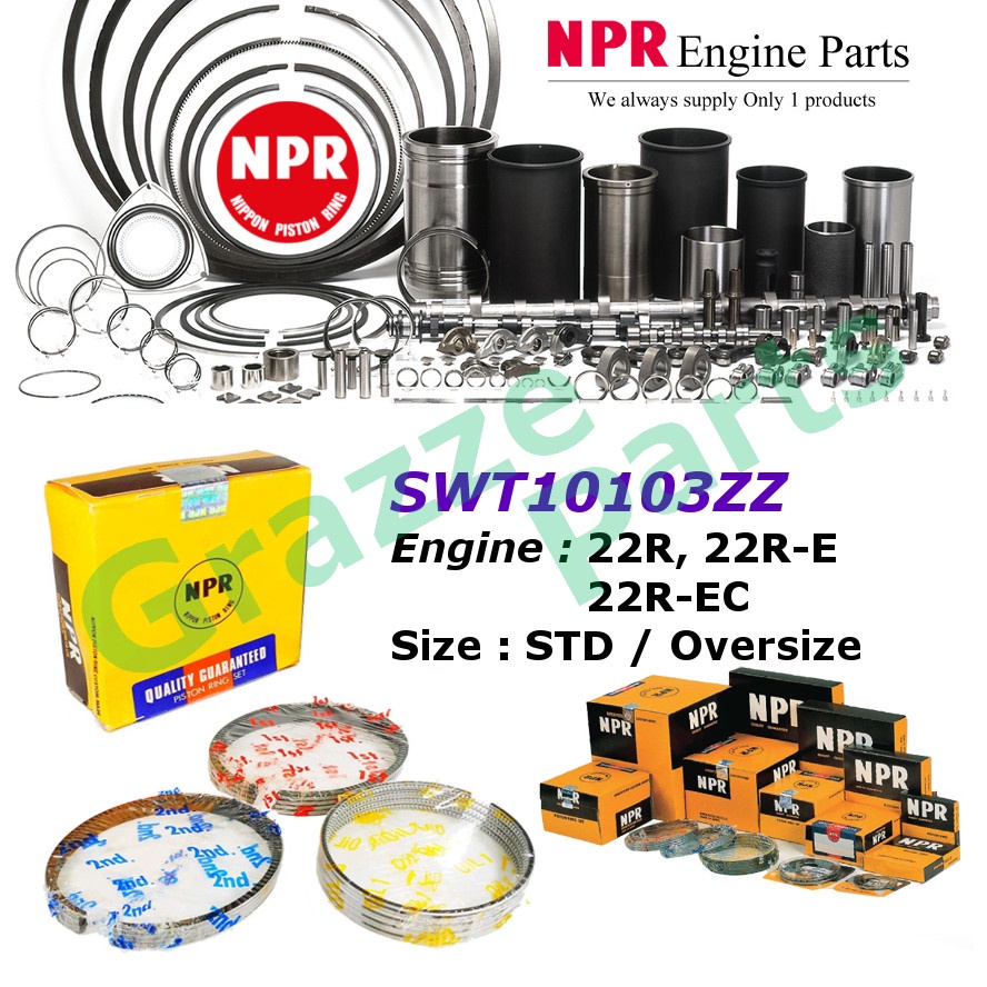 NPR Piston Ring Set SWT10103ZZ for Toyota Land Cruiser RJ77 2.4 22RE 22R 22R-E 22R-EC (92.0mm ...