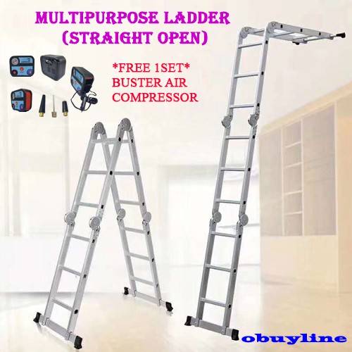 16 Step Foldable Ladder Aluminium Ladder Multipurpose Ladder + free ...