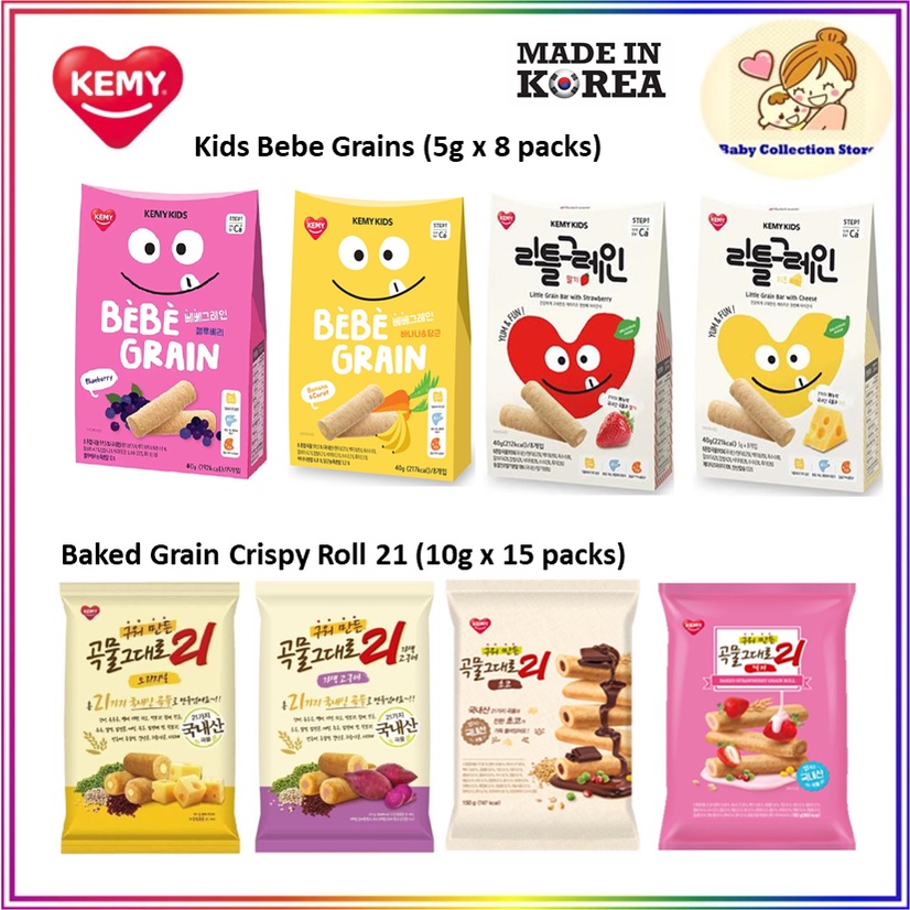 KEMY Baby Kids Bebe Little Grain 40g / Baked Grain Crispy Roll 150g ...