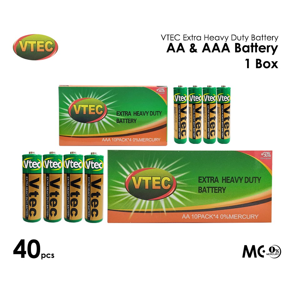 VTEC Extra Heavy Duty Battery AA/AAA (1 Box- 40 pcs) | Shopee Malaysia