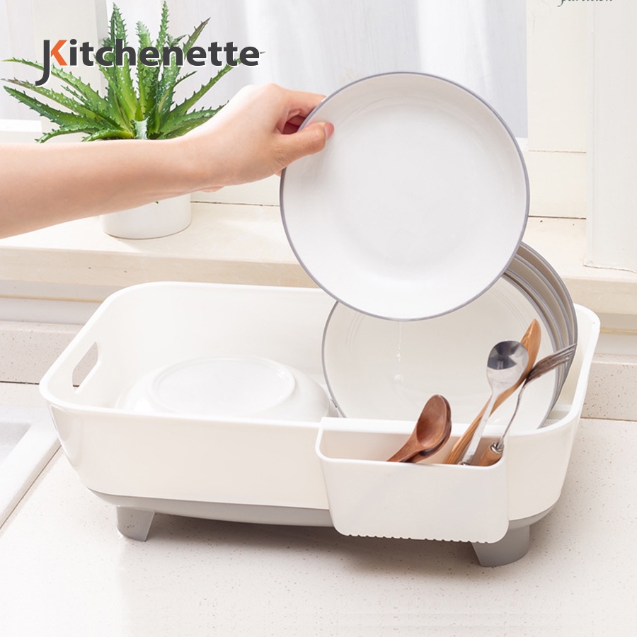 Jkitchenette Dish Drying Rack with Drain Board Kitchen Storage Dish ...