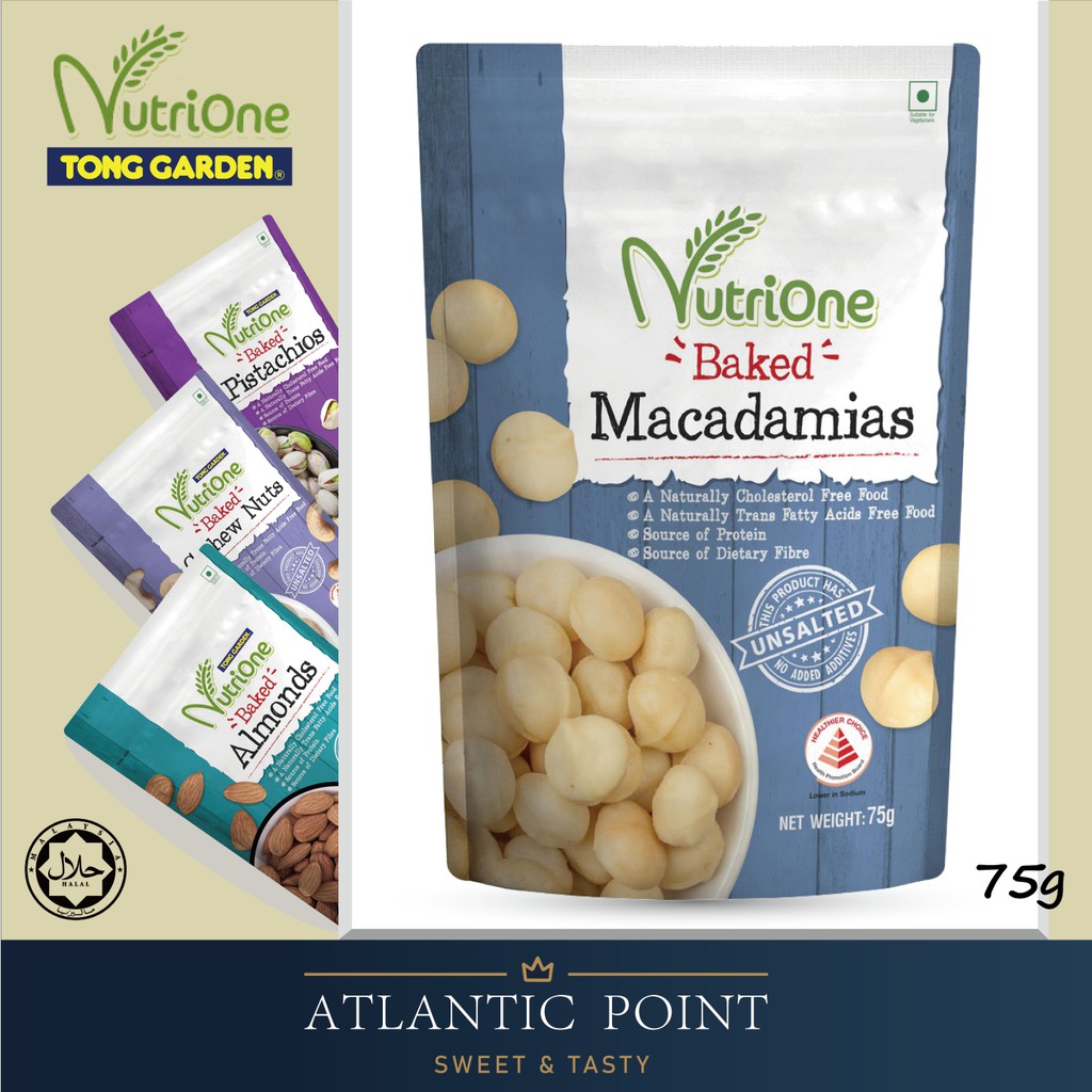 Tong Garden Unsalted Baked MACADAMIA Nut 75g Nutrione - Halal Kacang ...
