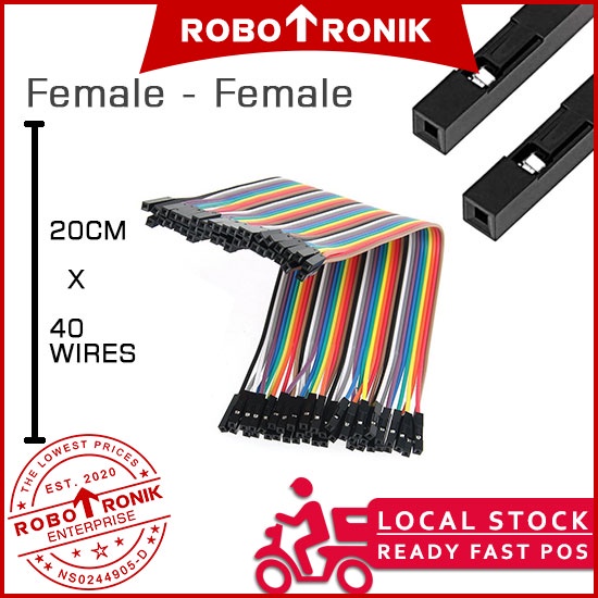 Female To Female | Jumper Wire Cable 40-Wires F-F - 10cm / 20cm / 30cm ...