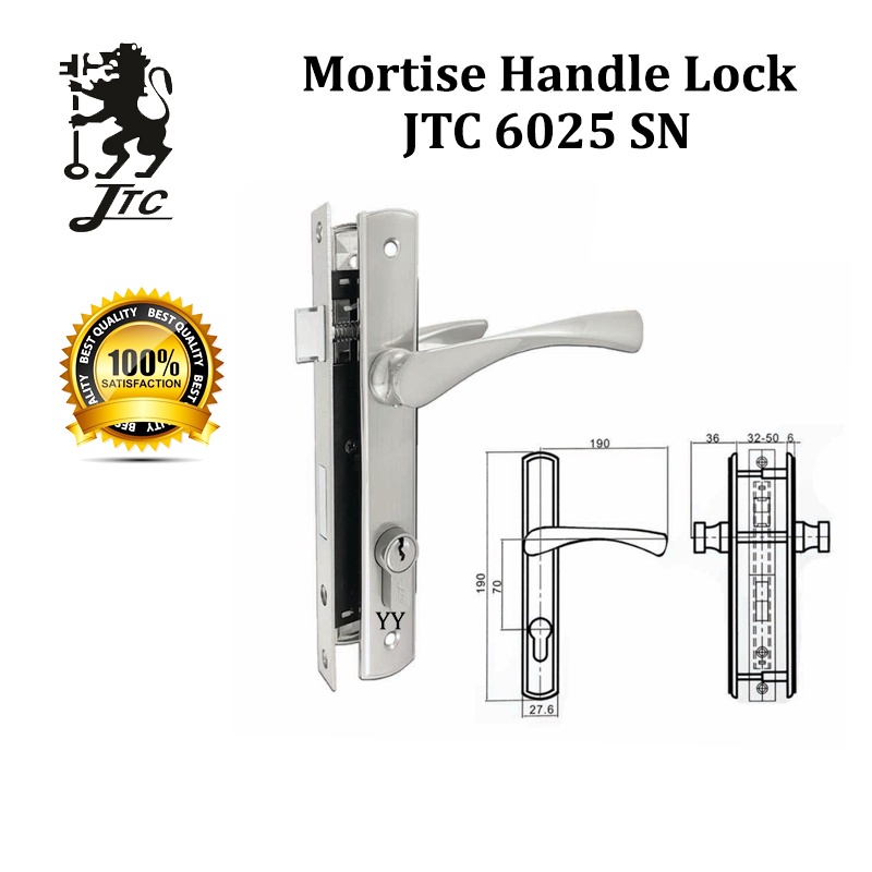 YY DiY JTC 6025 SN Mortise Lever Lockset Lock Pintu | Shopee Malaysia