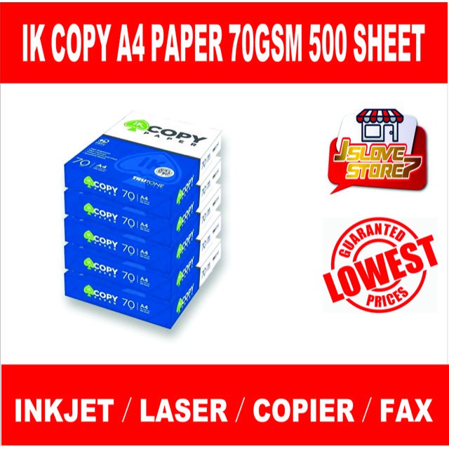 IK COPY A4 PAPER 70GSM 500'S ( 1REAM) | Shopee Malaysia
