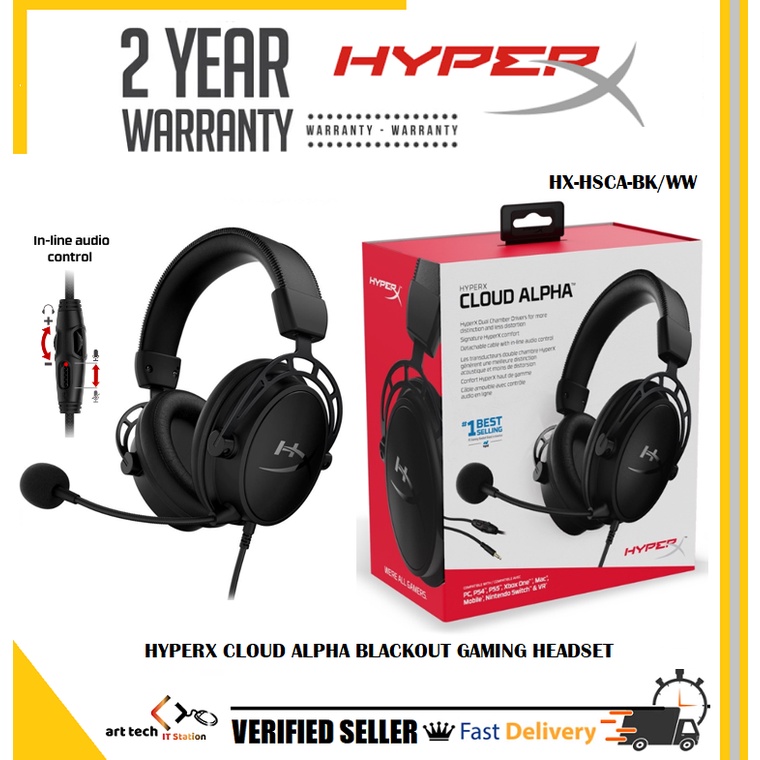 HYPERX CLOUD ALPHA BLACKOUT GAMING HEADSET | HX-HSCA-BK/WW | Shopee ...