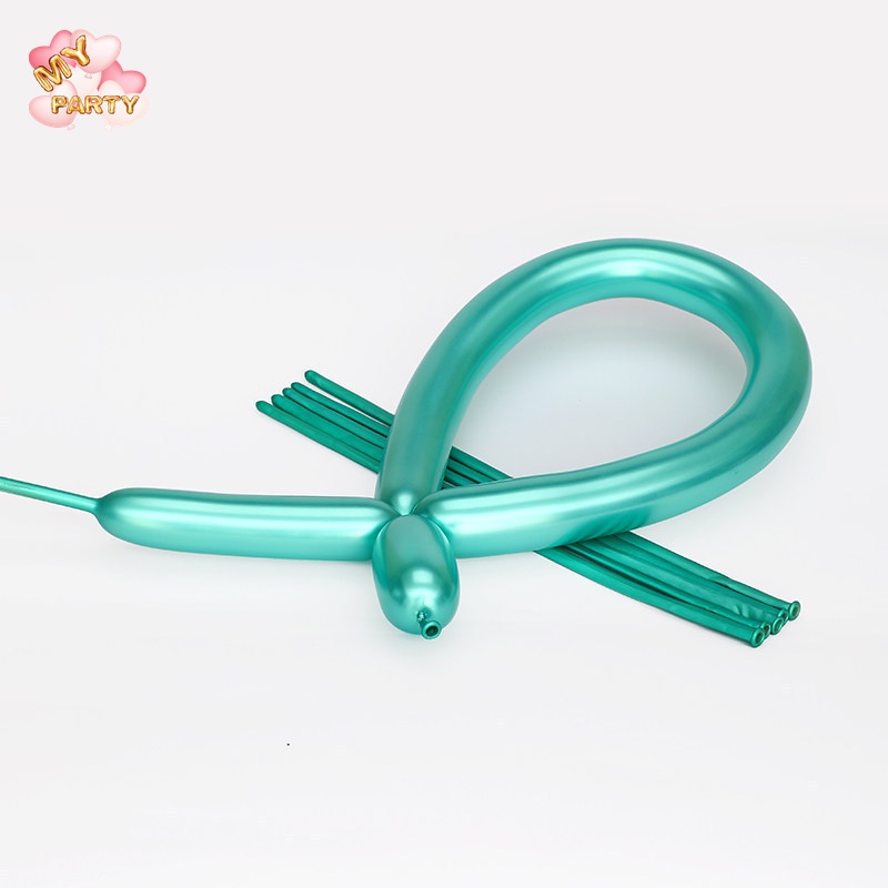 50Pcs Kids Balloon Chrome Long Balloon Latex Metallic Modelling Bown ...