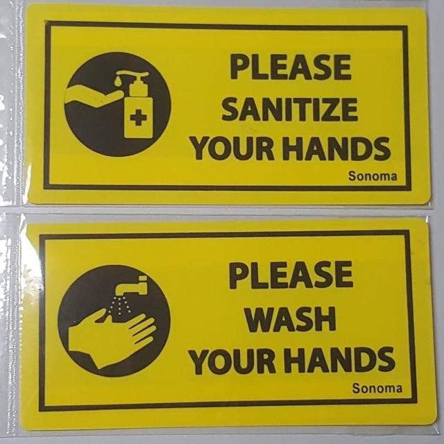 New Normal Signages Yellow Please Sanitize Your Hands and Please Wash ...