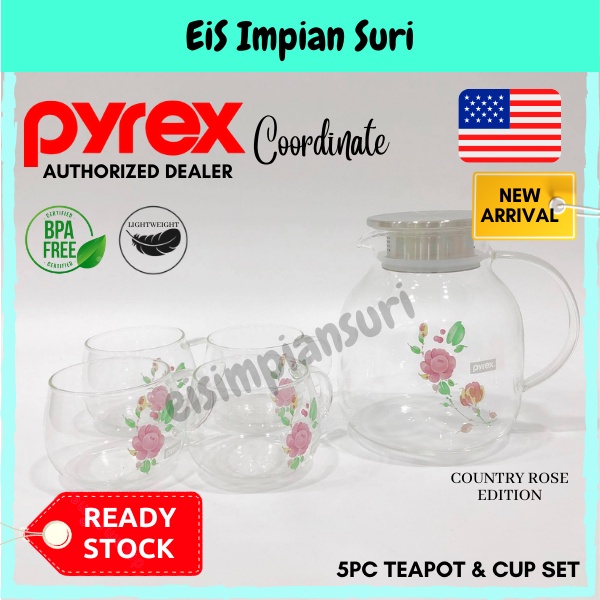 (Ready Stock!!) Corelle Brands Pyrex Country Rose/Sakura 5pcs Tea Set ...