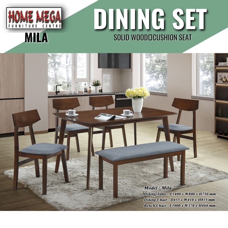 Home Mega Dining Set /Mila/Zoro/ perabot Meja Makan restaurant /Solid ...