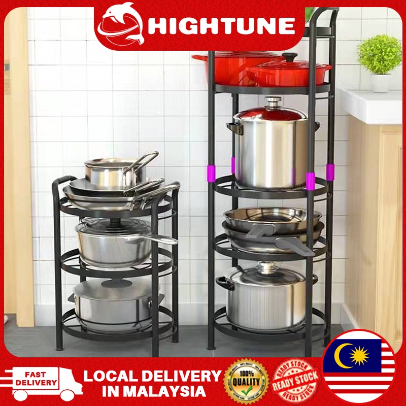 HIGHTUNE Black Kitchen Pot Rack Stainless Steel Pan Organizer 3/5 Layer ...