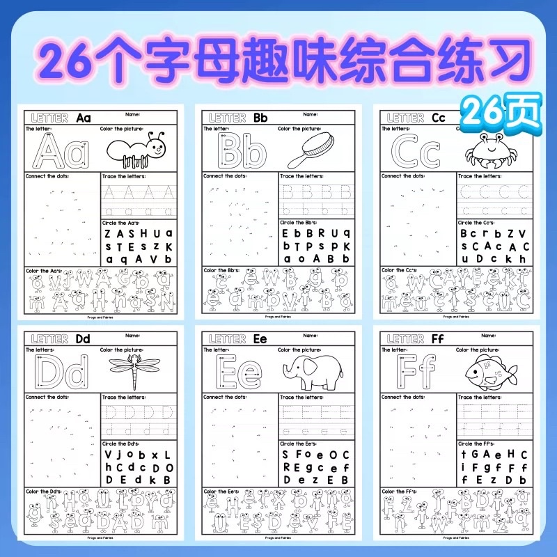 Kindergarten Writing Practice Learn Alphabet Worksheet Printed Hardcopy ...