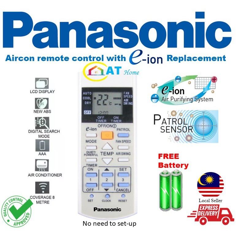 PANASONIC Aircon Remote Control with e-ion -A75C3298,A75C2913,A75C3182 ...