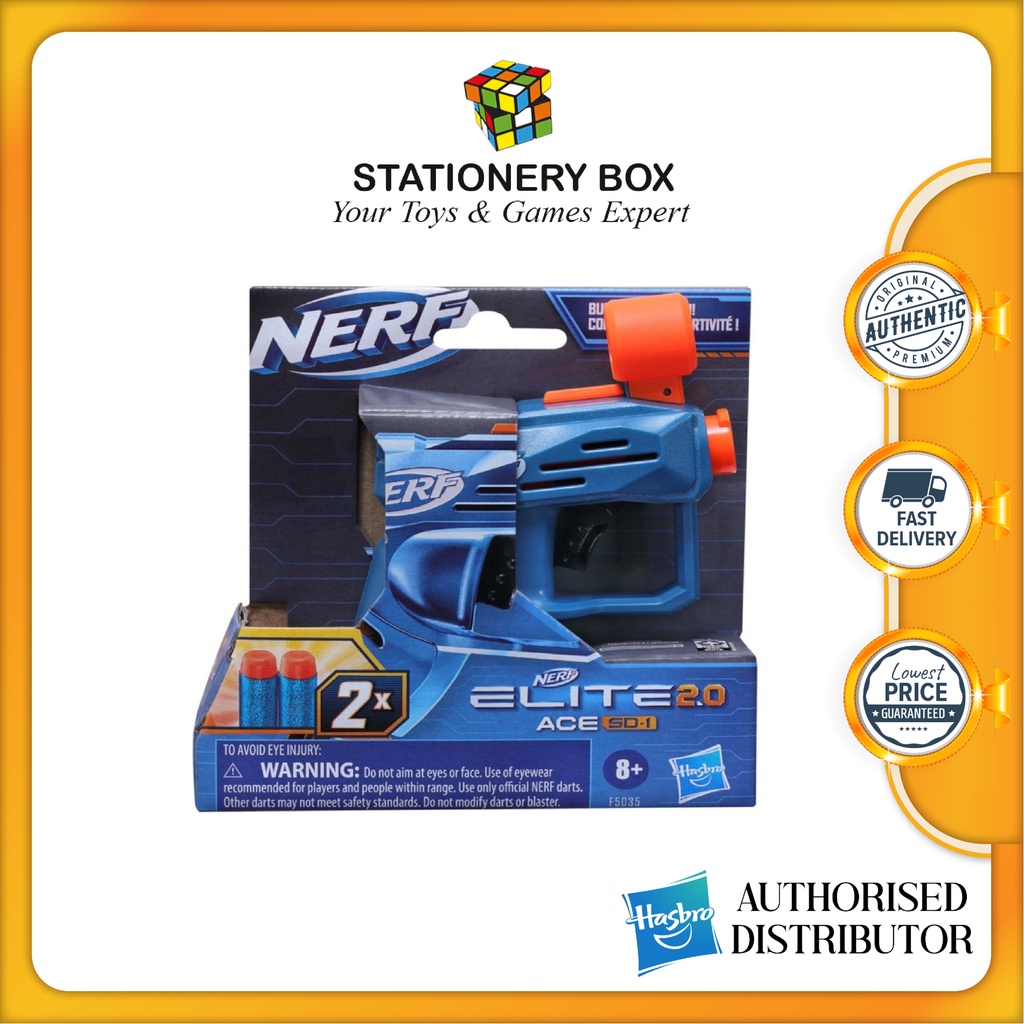 ORIGINAL - Hasbro Nerf Elite 2.0 Ace SD-1 Blaster and 2 Official Nerf ...