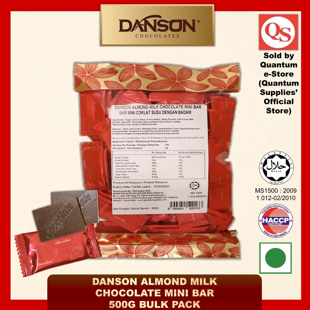 Danson Almond Milk Chocolate Mini Bar 500g Bulk Pack | Shopee Malaysia