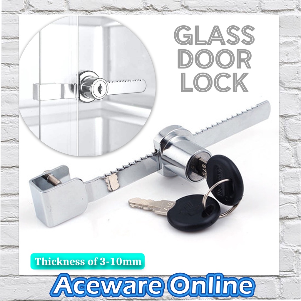 Glass Cabinet Lock with Keys Sliding Window Glass Door Lock Shop Showcase Counter Cabinet Kunci ...