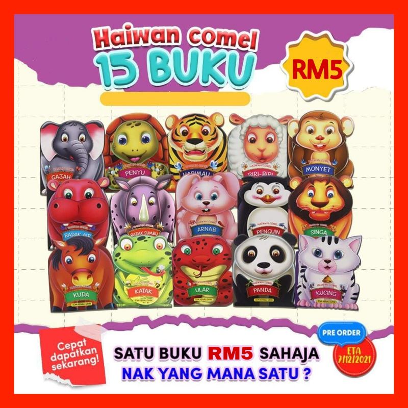 Buku Cerita Haiwan Comel | Siri Buku Cerita Kanak kanak | Animal Shape ...