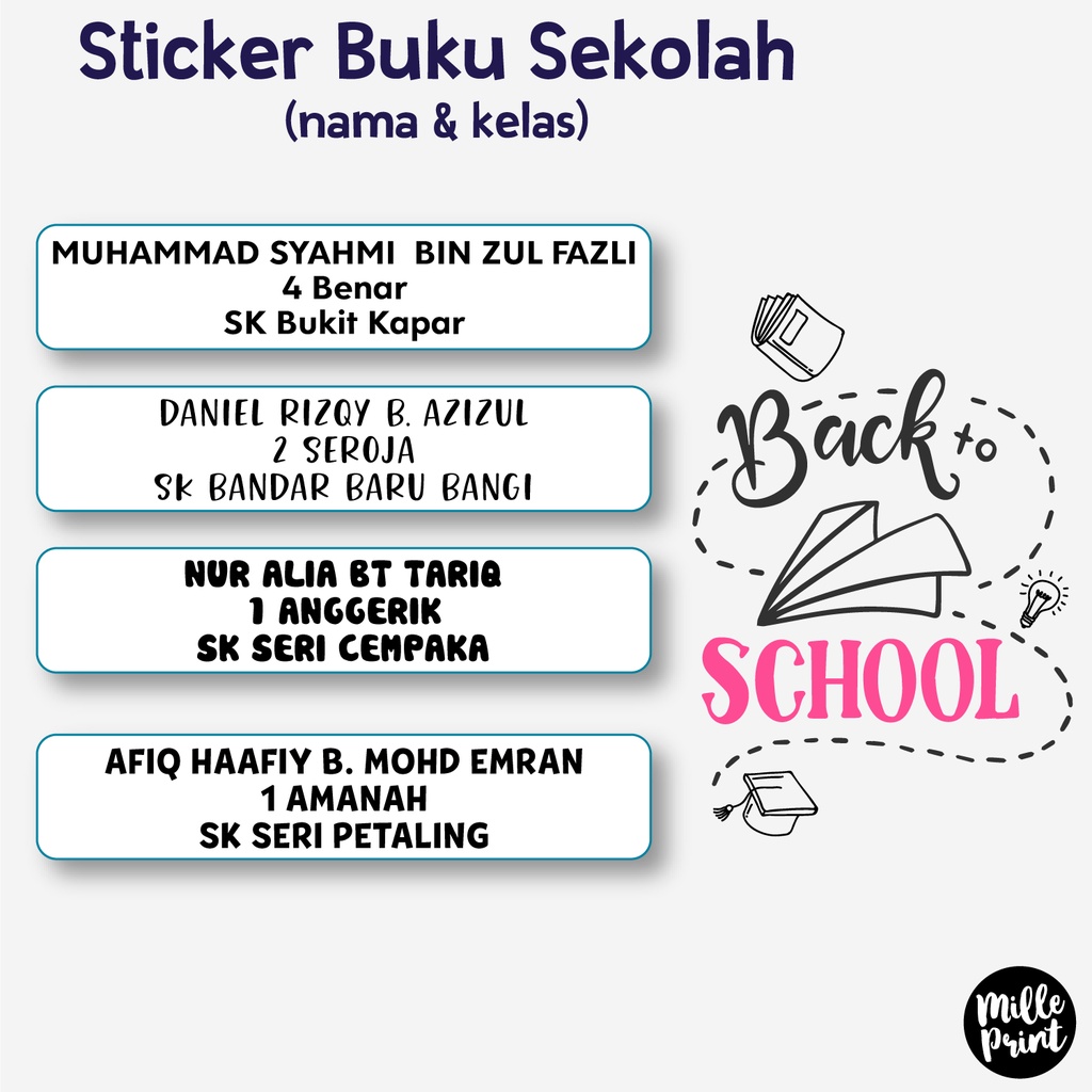 Sticker Nama & Kelas (Sticker Buku Sekolah) | Shopee Malaysia
