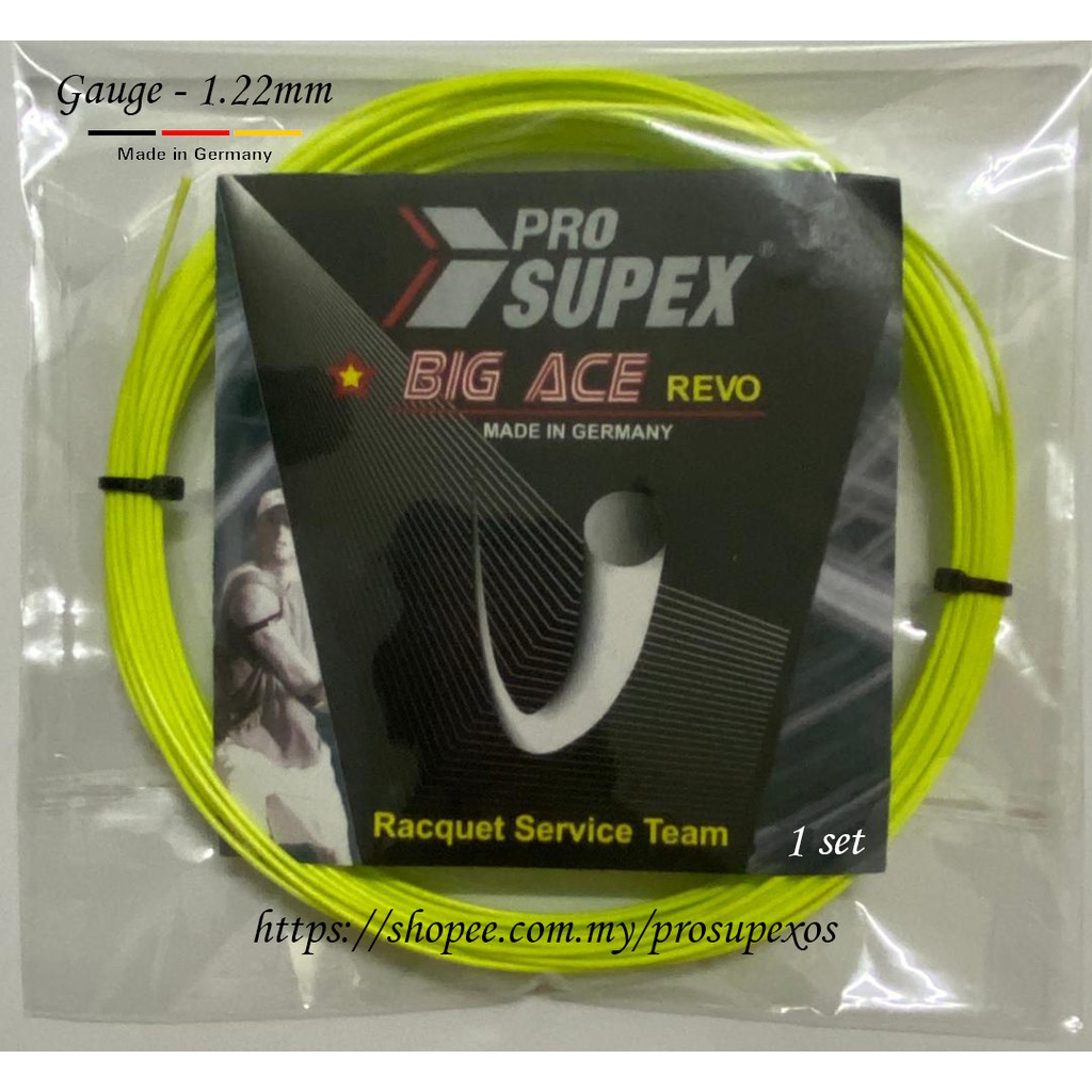 1 SET Pro Supex BIG ACE REVO 1.22mm Made in Germany round tennis string ...